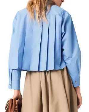 Maje Embroidered Shirt With Pleated Back