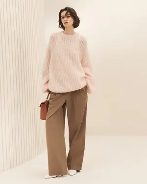 TOTEME Oversized Crewneck Sweater With Billowing Sleeves - Bloom