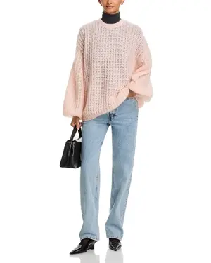 TOTEME Oversized Crewneck Sweater With Billowing Sleeves - Bloom