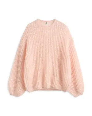 TOTEME Oversized Crewneck Sweater With Billowing Sleeves - Bloom