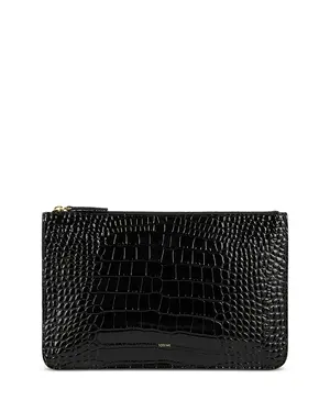 TOTEME Croco Embossed Leather Clutch - Black