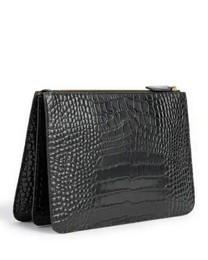 TOTEME Croco Embossed Leather Clutch - Black