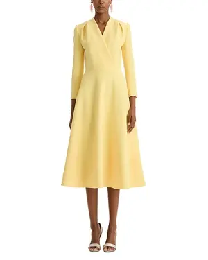 Oscar De La Renta Crossover Neck Day Dress - Butter