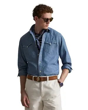 Polo Ralph Lauren Classic Fit Chambray Western Shirt - Blue