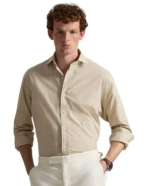 Polo Ralph Lauren Classic Fit Glen Plaid Poplin Shirt - Beige/white