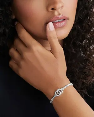 Lagos Sterling Diamond Interlocking Circle Stretch Bracelet