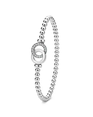 Lagos Sterling Diamond Interlocking Circle Stretch Bracelet