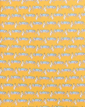 FERRAGAMO Classic Race Car Neck Tie - F. Giallo