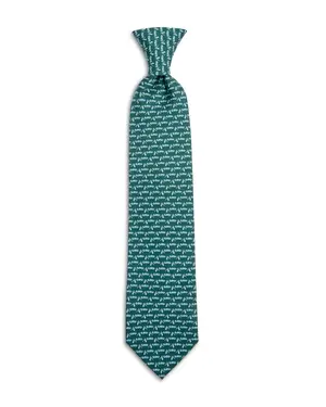 FERRAGAMO Classic Race Car Neck Tie - F. Verde Scuro