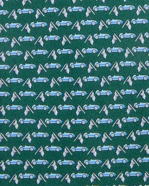 FERRAGAMO Classic Race Car Neck Tie - F. Verde Scuro