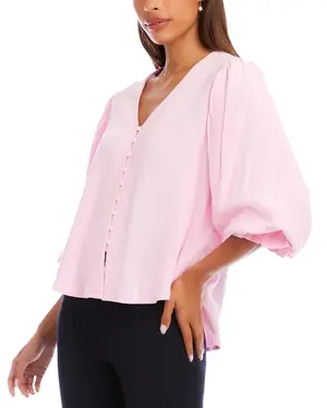 Karen Kane Layered Sleeve Shirred Blouse