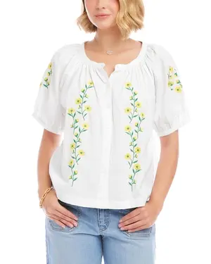 Karen Kane Embroidered Peasant Blouse