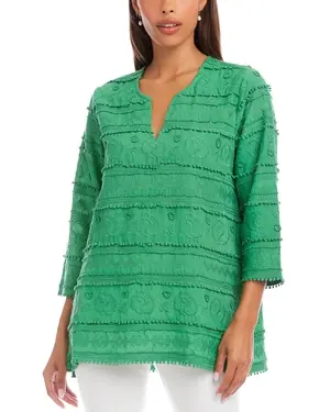 Karen Kane Embroidered Pom Pom Tunic
