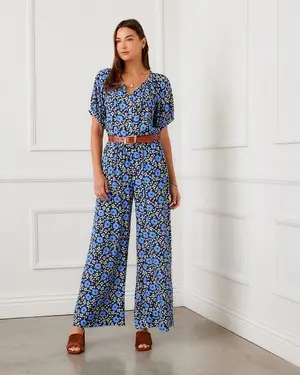Karen Kane Puff Sleeve Peasant Top - Print