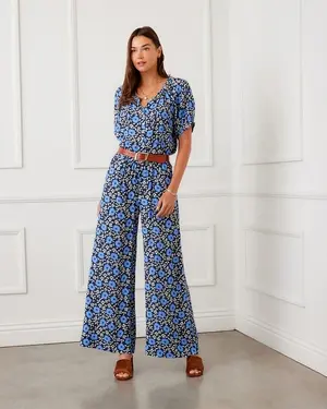 Karen Kane Puff Sleeve Peasant Top - Print