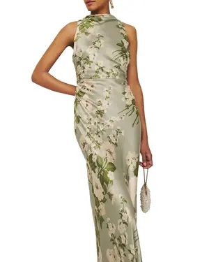 REFORMATION Anaiis Silk Dress - Tarragon