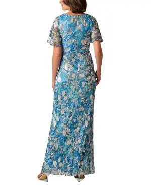 Adrianna Papell Pleated Metallic Dress