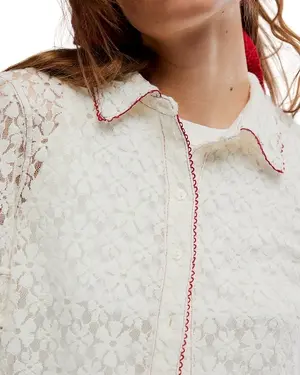 Free People Mannie Lace Button Down Shirt