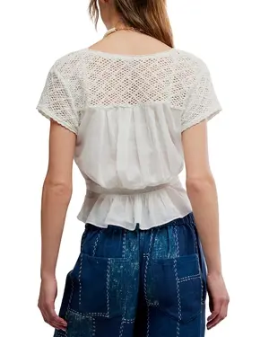 Free People Gemma Embroidered Top