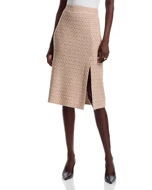 Misook Wrinkle Resistant Knit Skirt - Biscotti/white/charmeuse