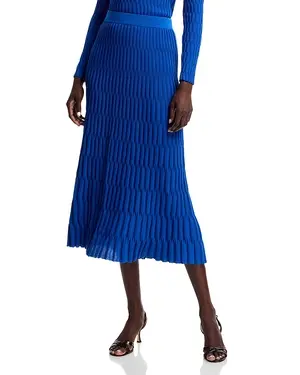Misook Soft Knit A Line Skirt - Aegean Blue