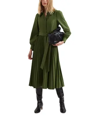 PHASE EIGHT Kelsie Pleated Shirtdress - Green