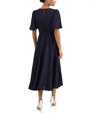 PHASE EIGHT Petites Abbie Textured Wrap Dress - Navy