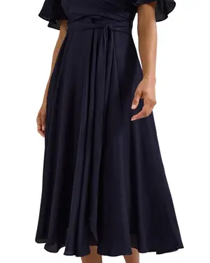 PHASE EIGHT Petites Abbie Textured Wrap Dress - Navy