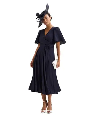 PHASE EIGHT Petites Abbie Textured Wrap Dress - Navy