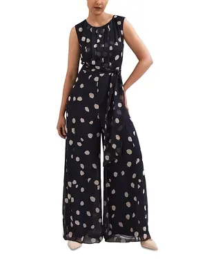 PHASE EIGHT Petites Maxine Spot Jumpsuit - Navy/ivory