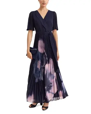 PHASE EIGHT Petites Abigail Textured Wrap Dress - Navy