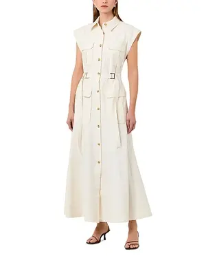 NICHOLAS Romina Utility Midi Dress - Ivory