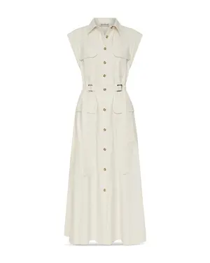 NICHOLAS Romina Utility Midi Dress - Ivory