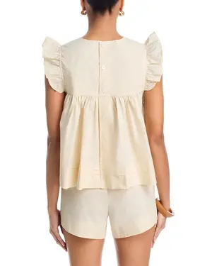 Aqua Poplin Flutter Top