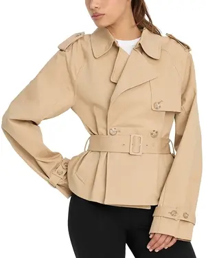 Good American Cropped Trench Jacket - Sandy Fawn