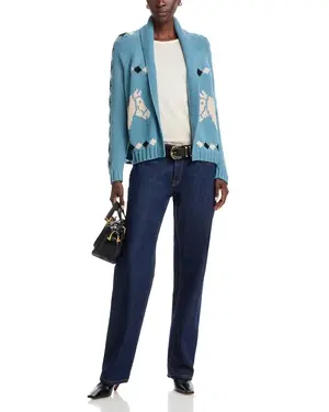 The Great. Stable Lodge Cardigan Sweater - Blue Bell