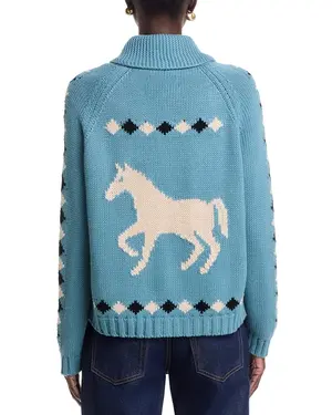 The Great. Stable Lodge Cardigan Sweater - Blue Bell