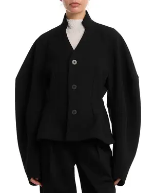 Issey Miyake Pleats Please Arms Puffed Sleeve Jacket - Black