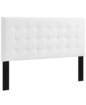 MODWAY Paisley Tufted Upholstered Faux Leather Headboard - White