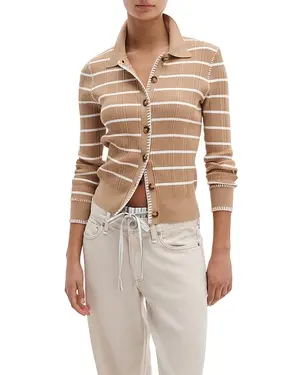 Rag & Bone Harper Polo Cardigan - Camel