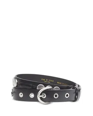 Rag & Bone Luna Disc Detail Leather Belt - Black