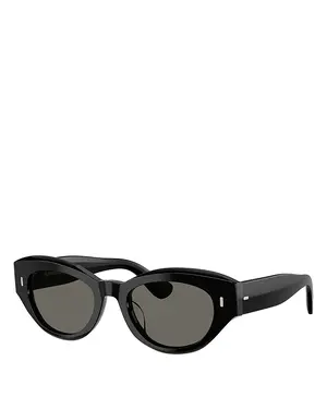 Oliver Spencer Lerrue Oval Sunglasses, 50mm - Black/carbon Grey