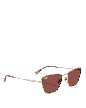 Ray-ban Rectangular Sunglasses, 53mm - Pale Gold/dark Violet