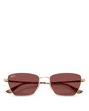 Ray-ban Rectangular Sunglasses, 53mm - Pale Gold/dark Violet