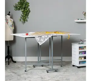 SEW READY Mobile Folding Craft And Cutting Stan Ding Table - One-color