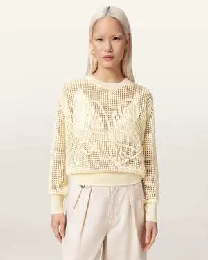 ALLSAINTS Raelyn Relaxed Fit Open Stitch Sweater - Antique White