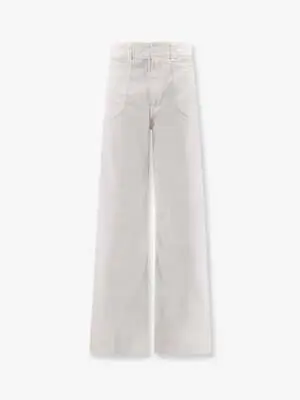 Celine Cotton Trousers With Triomphe Embroidery - White