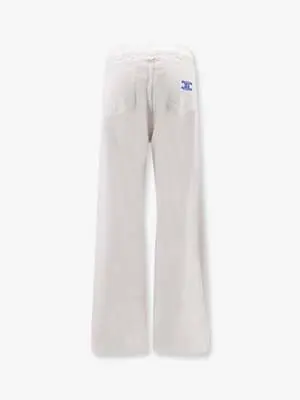 Celine Cotton Trousers With Triomphe Embroidery
