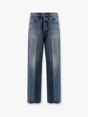 Celine Denim Jeans With Back Logo Label - Blue