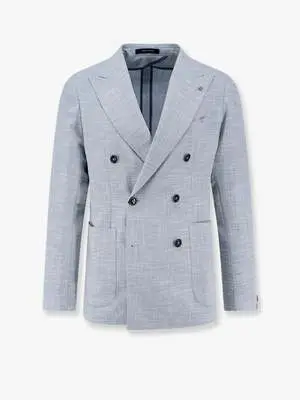 Tagliatore Doublebreasted Virgin Wool, Silk And Cotton Blazer - Blu
